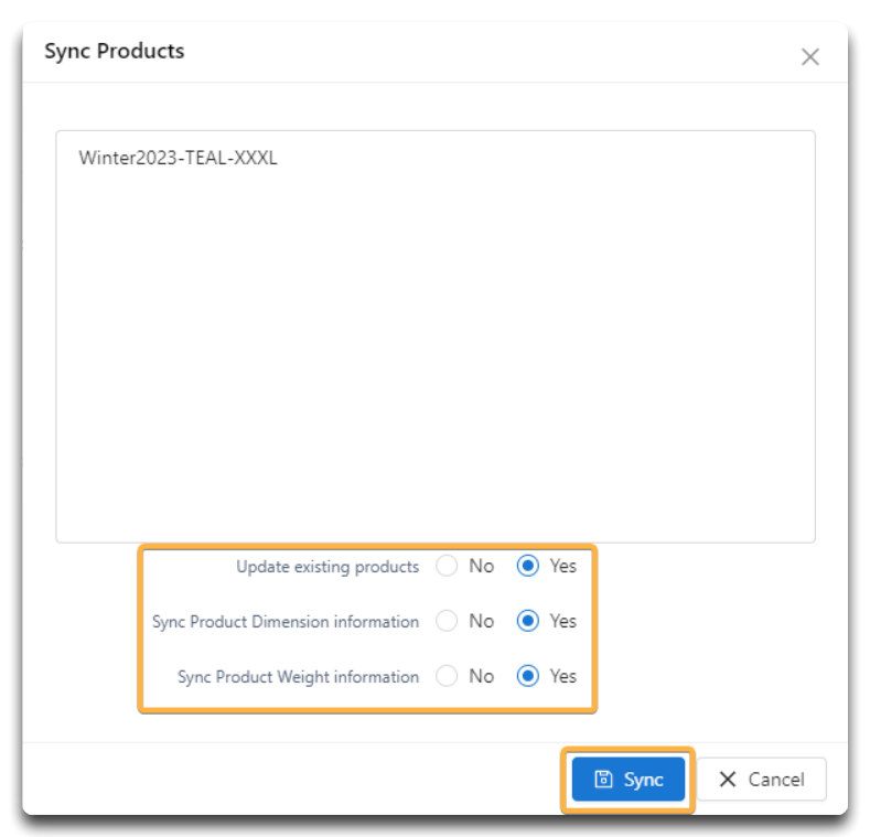 How do I sync products from ERP to WMS?