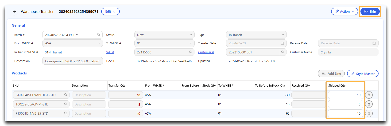 How do I process the return of a consignment order?