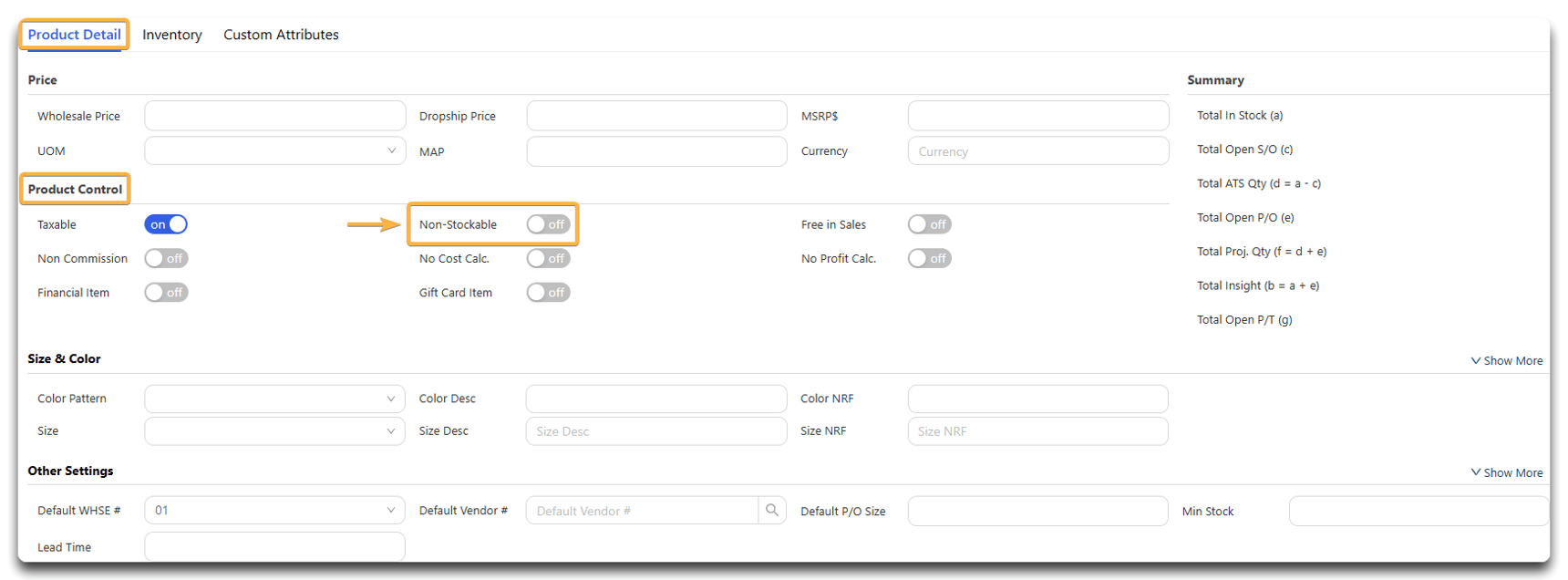How do I create a non-stockable/non-inventory item?