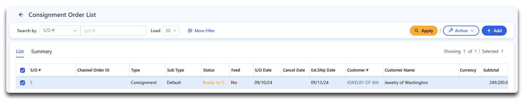 How to process a partial consignment return