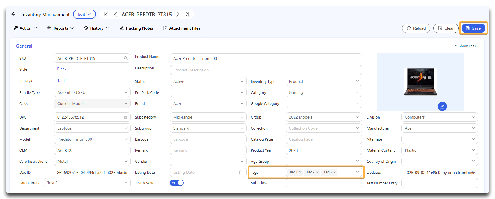 How do I add tags to items in ERP?