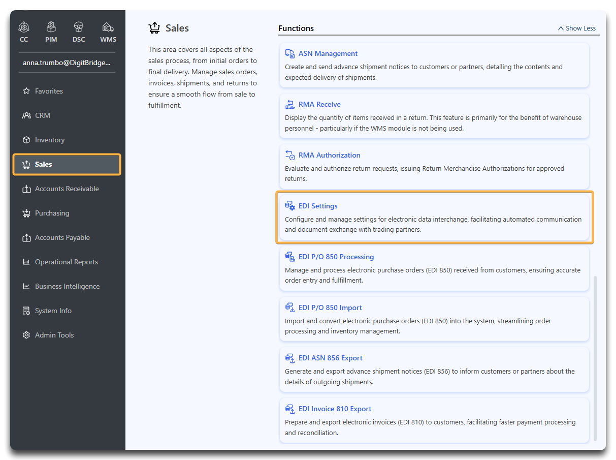 How do I setup EDI in DigitBridge?