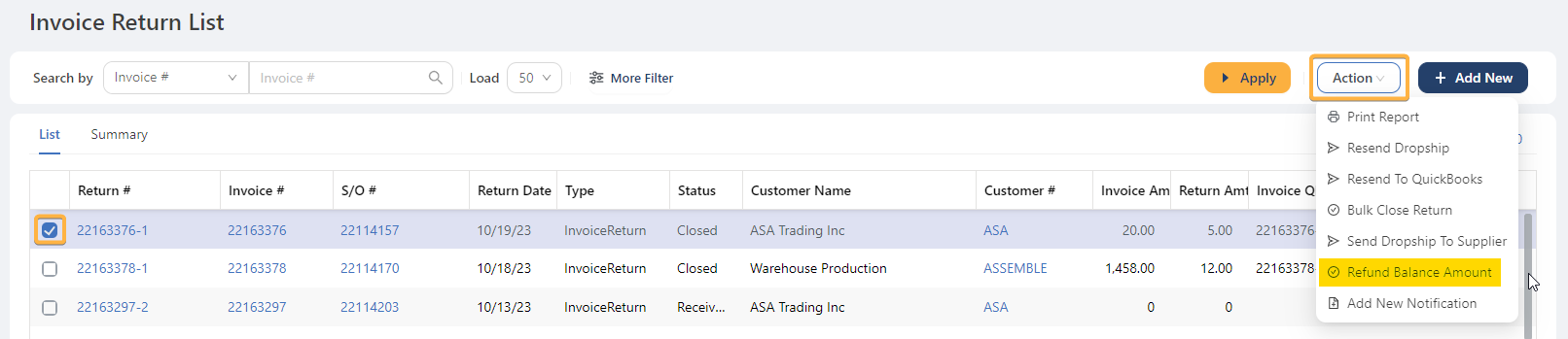 How do I manage Refund Receipts?