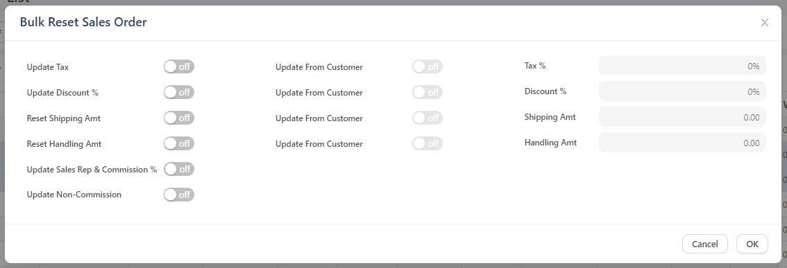 How do I make bulk updates to Sales Orders and Invoices?
